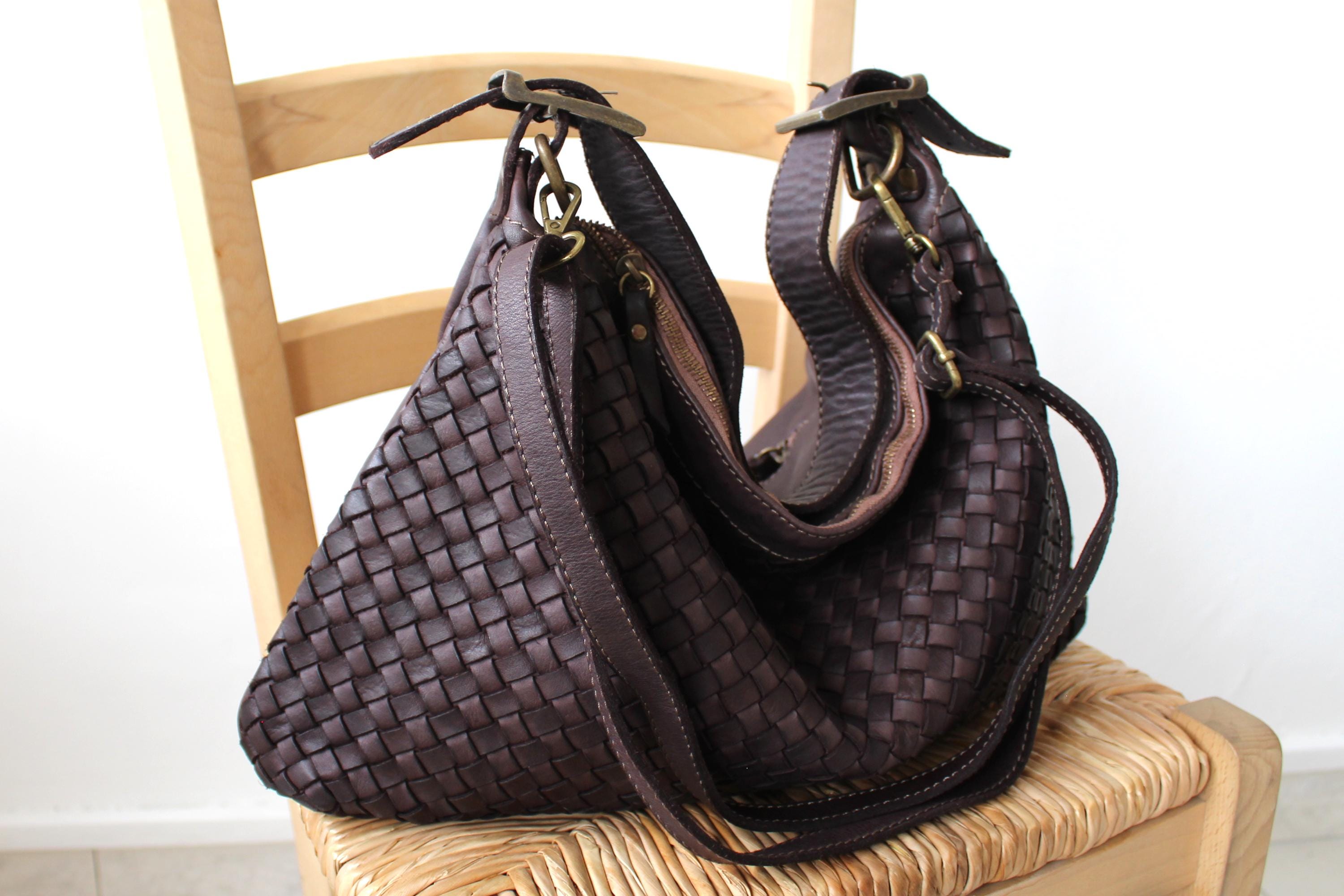 Braided Leather Hobo Bag Soft Italian Purse Woven Leather Handbag - Etsy