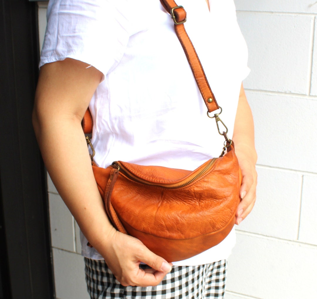 Leather Sling Bag One Shoulder Bag Cross-body Waist Bag Leather Pouch ...