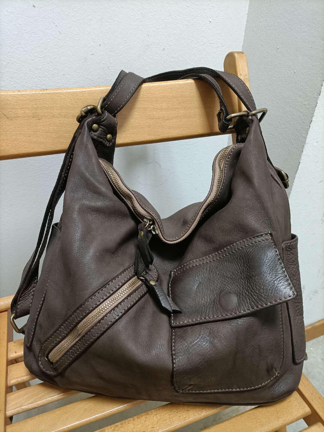 Soft Italian Leather Tote Backpack Handmade Hobo Bag - Etsy