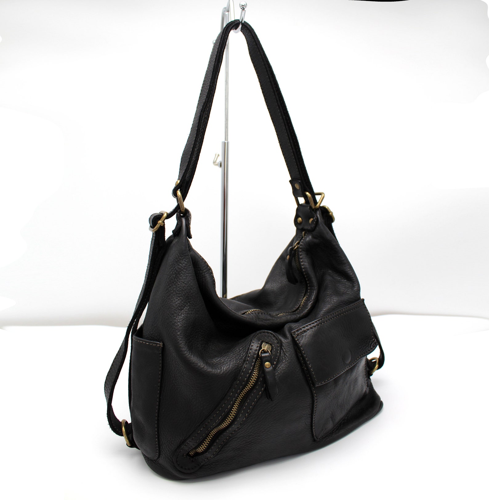 Soft Italian Leather Tote Backpack Handmade Hobo Bag - Etsy