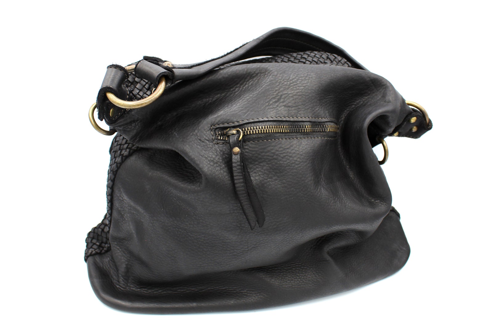 Leather Handbag With External Pockets Leather Shoulder Bag - Etsy