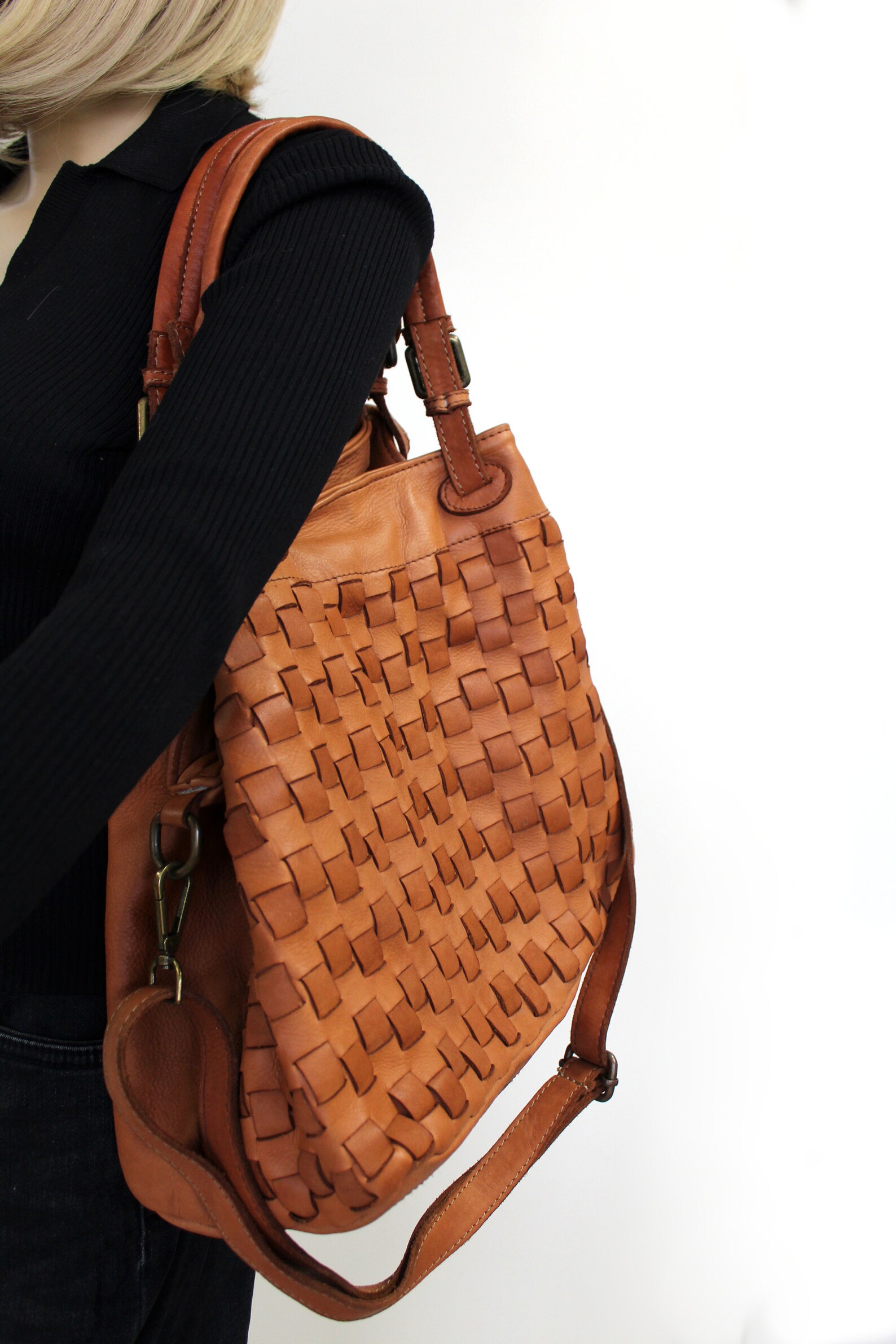 Leather Handbag Woven Bag Leather Soft Hobo Leather Bag for - Etsy