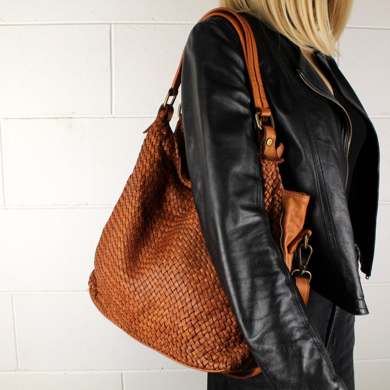 Leather Basket Weave Handbag - Etsy
