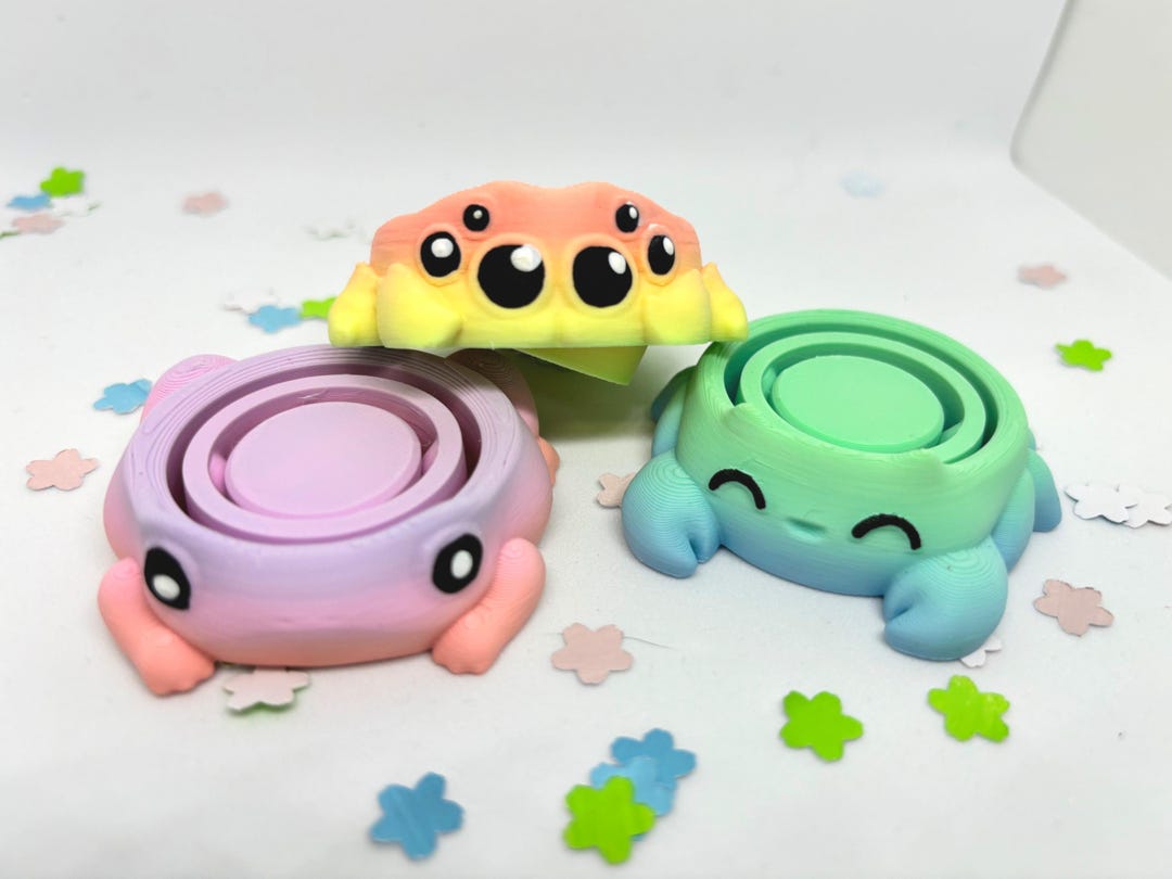 3D Printed Cute Animal Gyro Spinner | Frog Crab Spider Fidget Stress ...