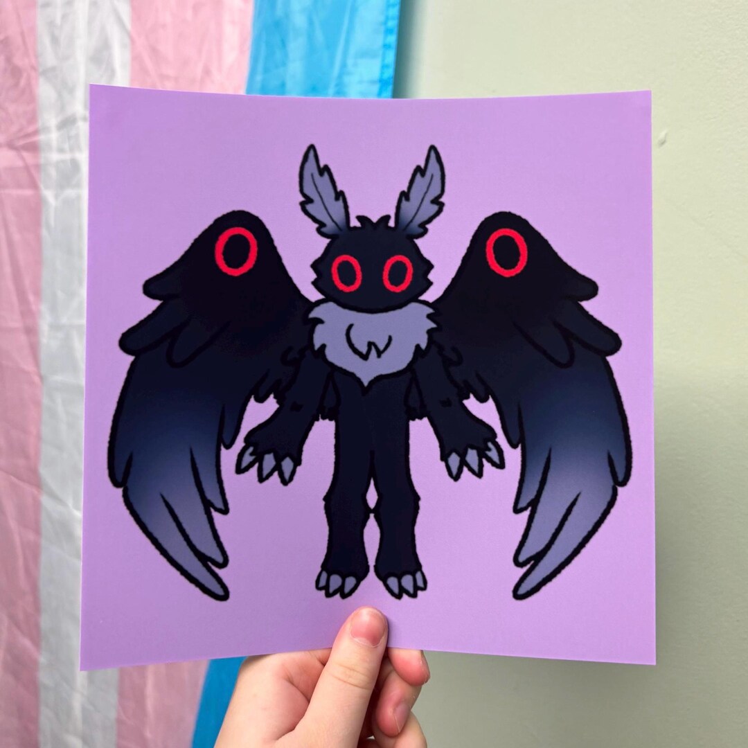 Moth Man Illustration Print | Cryptid Monster Silly Art Wallart Gift - Etsy