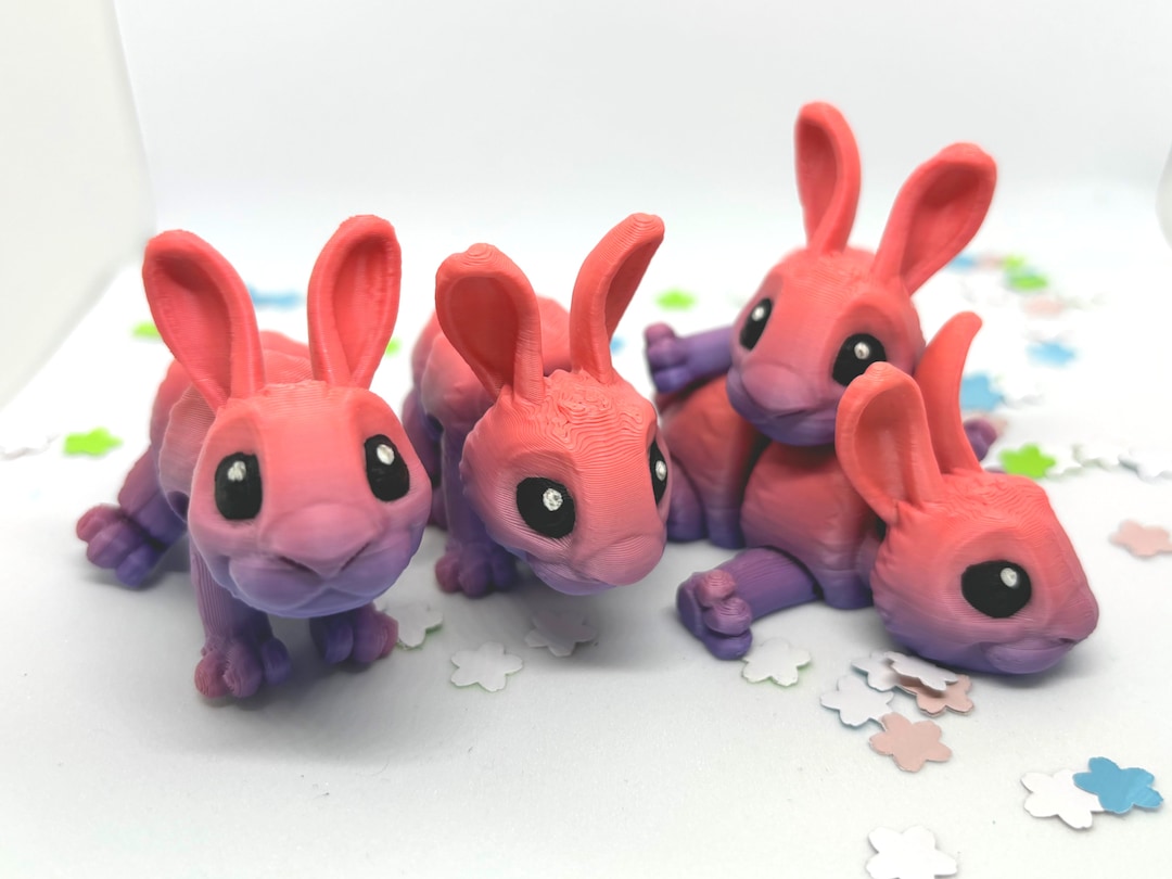 Flexi Bunny Fidget 3D Print Cute Easter Bunny Rabbit Gradient Stim Toy ...