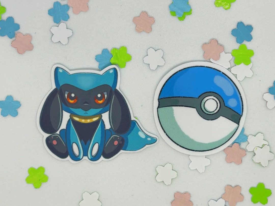 Riolu and Pokeball Vinyl Sticker Pack Pokemon Riolu Lucario Pokeball ...