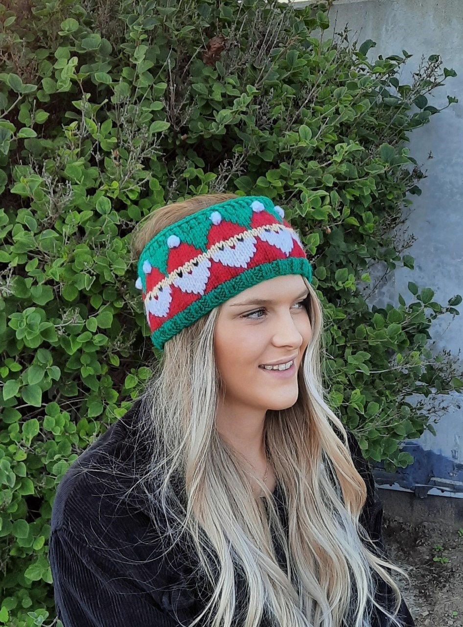 Santa Bobble Headband, Earwarmer, Christmas, Stranded Knitting Pattern ...
