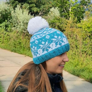 Elsa, HAT, Pdf Knitting Pattern, Adult, Toque, Snowflake Design, Fair ...