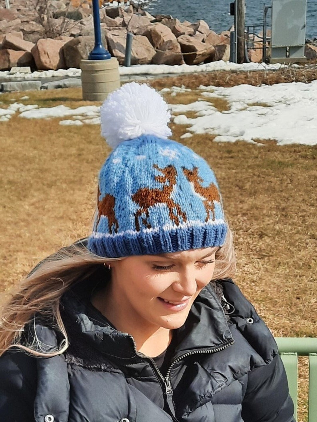 Fawn, Beanie, Hat, Toque, Women's, Knitting Pattern, Deer, Snowflake ...