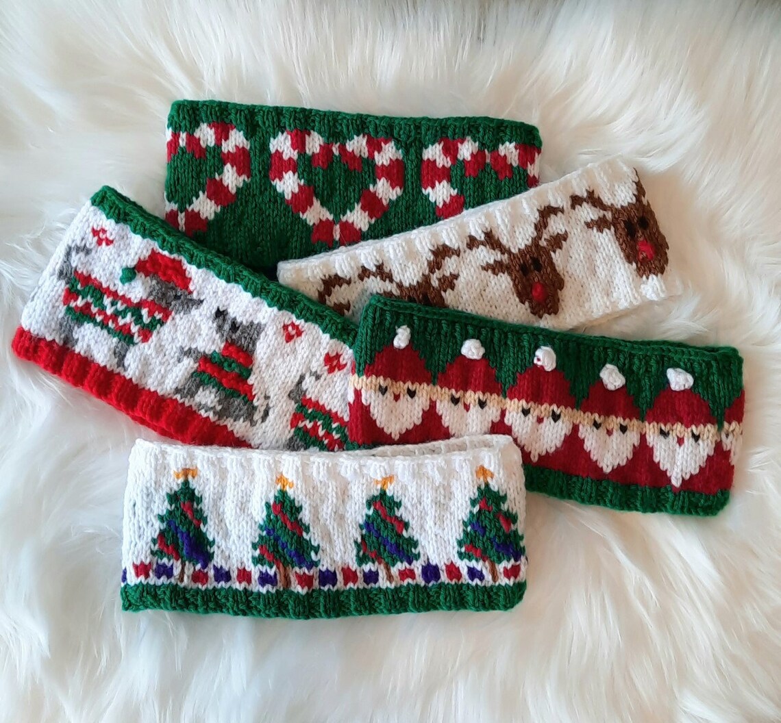 Santa Bobble Headband, Earwarmer, Christmas, Stranded Knitting Pattern ...
