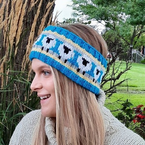 Single Sheep Design Headband, Knitting Pattern, Ear Warmer, Animal ...