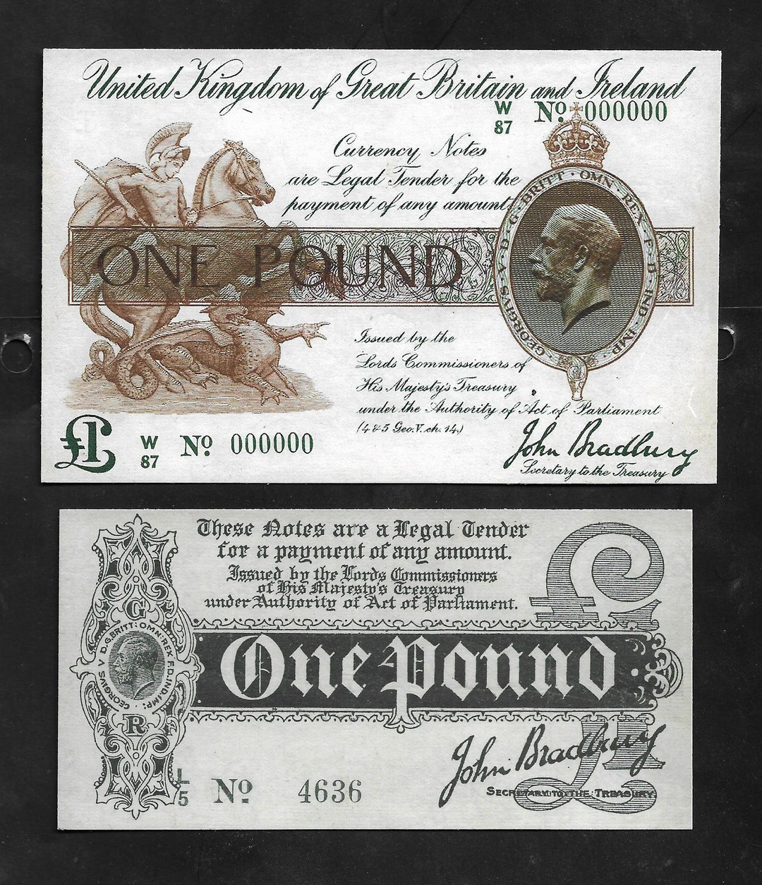 United Kingdom 1 POUND 1914 & ONE POUND 1917 Copy - Etsy UK