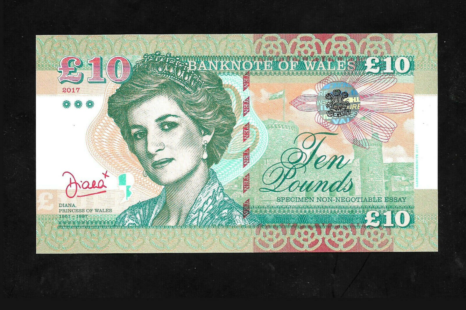 Wales / Diana TEN 10 POUNDS Test Specimen Banknote UNC | Etsy