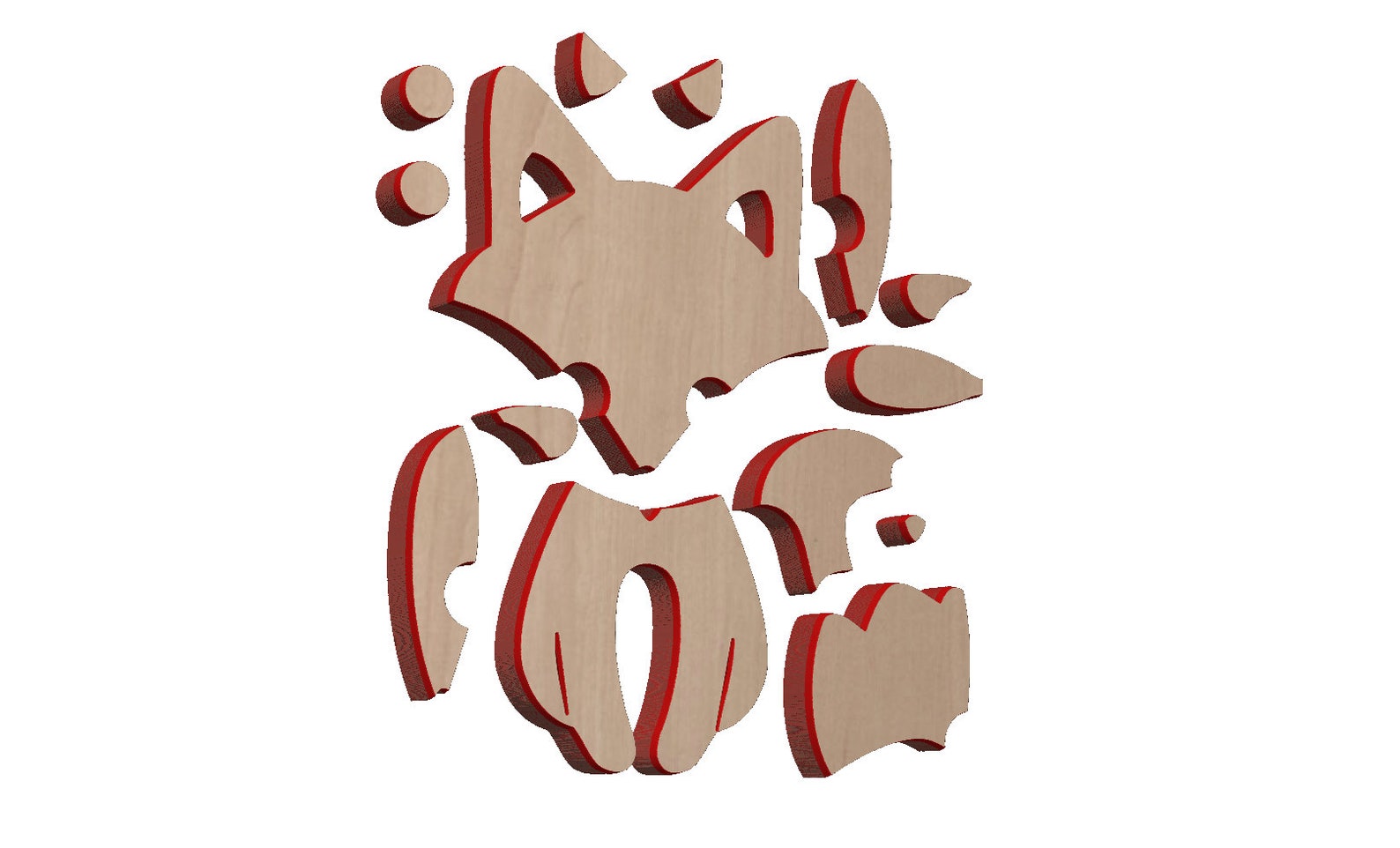 Childrens Wood Fox Puzzle Intarsia Style Crv/cnc/dxf/svg/pdf - Etsy