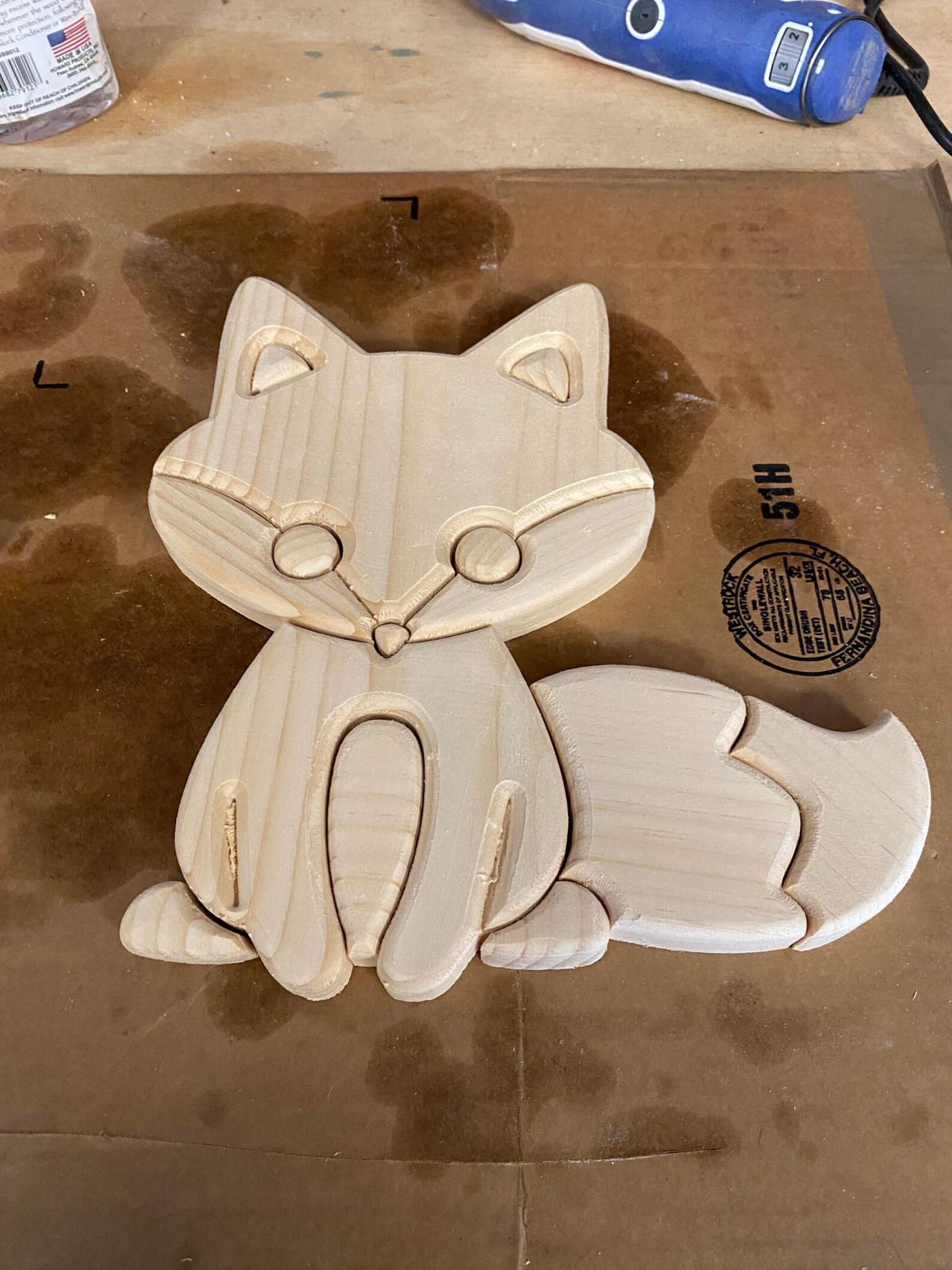 Childrens Wood Fox Puzzle Intarsia Style Crv/cnc/dxf/svg/pdf - Etsy