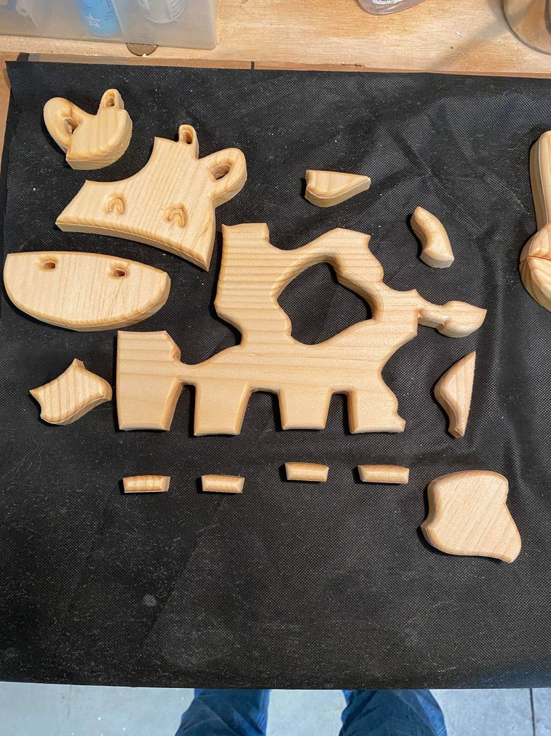 Childrens Wood Cow Puzzle Intarsia Style Crv/cnc/dxf/svg/pdf - Etsy