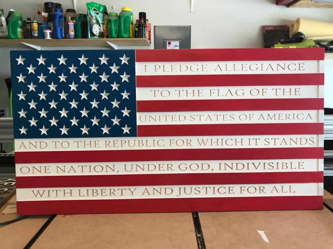 Pledge of Allegiance Flag 19" X 36" DIGITAL Crv,dxf,svg,eps for Carving ...