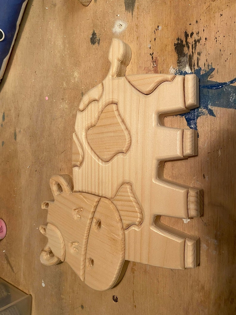 Childrens Wood Cow Puzzle Intarsia Style Crv/cnc/dxf/svg/pdf - Etsy