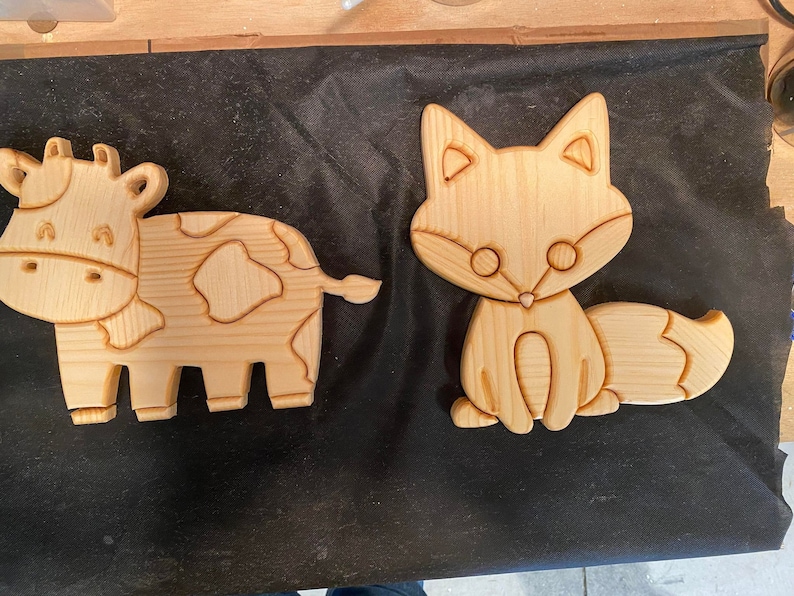 Childrens Wood Fox Puzzle Intarsia Style Crv/cnc/dxf/svg/pdf - Etsy