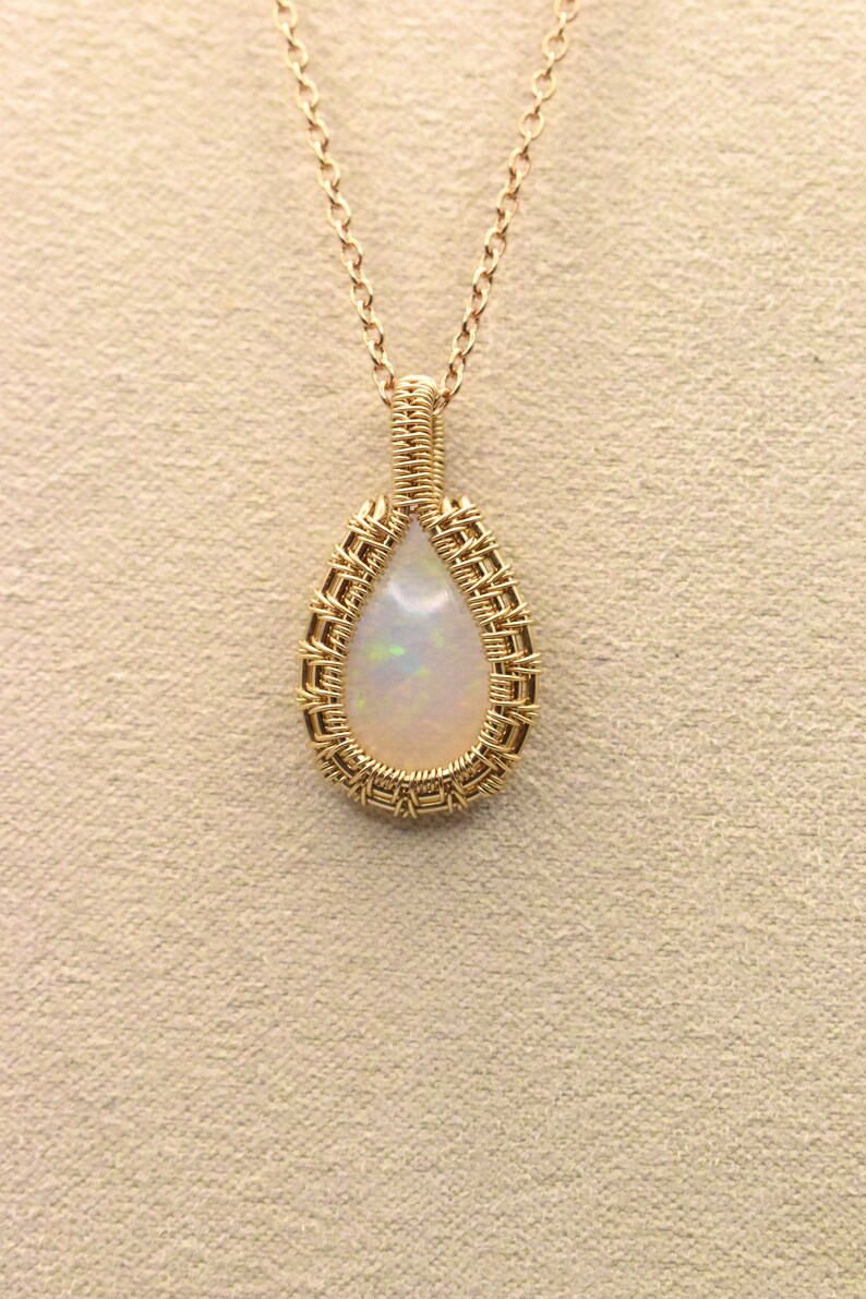 Ethiopian Pinfire Opal Pendant, AAAA Quality, 12k Gold-fill Wire Wrap ...