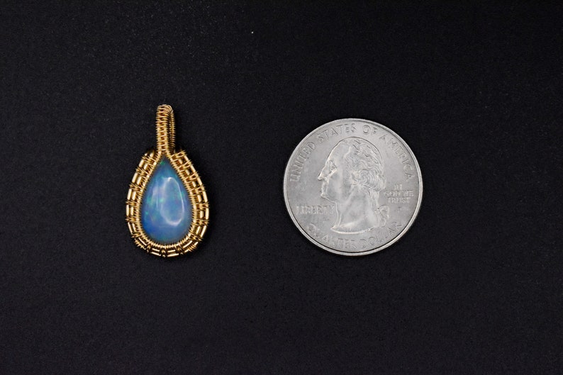 Ethiopian Pinfire Opal Pendant, AAAA Quality, 12k Gold-fill Wire Wrap ...