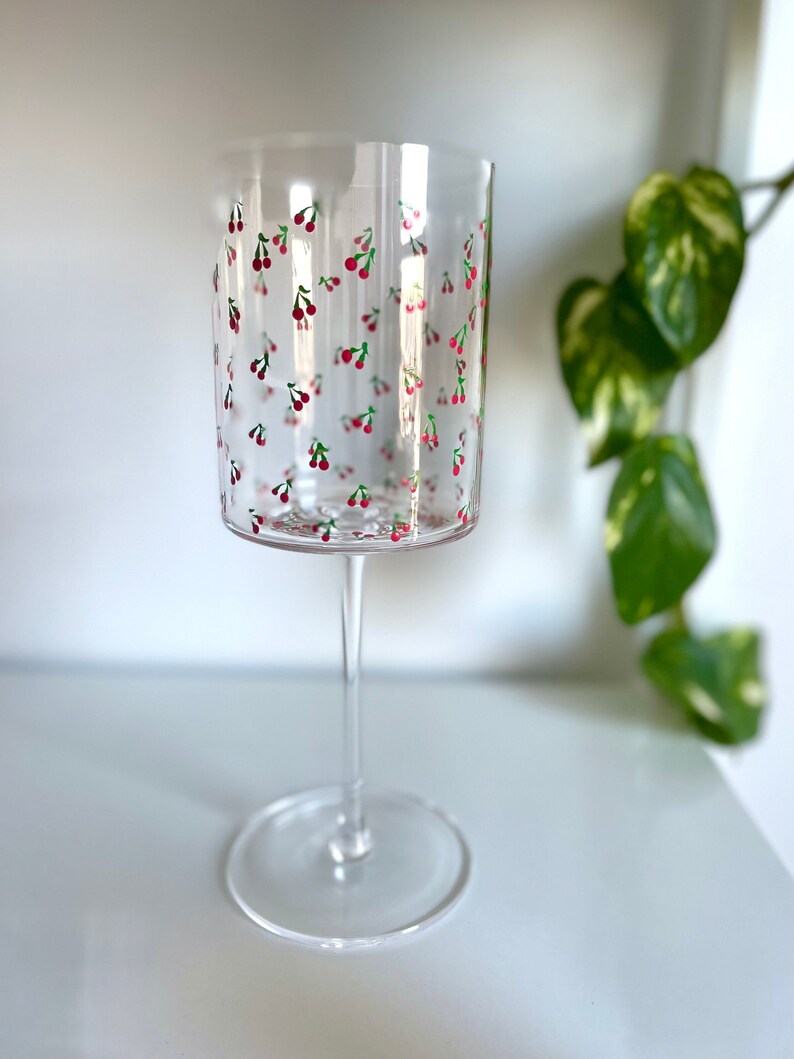 Cherry Hand Painted Wine Glass - Etsy