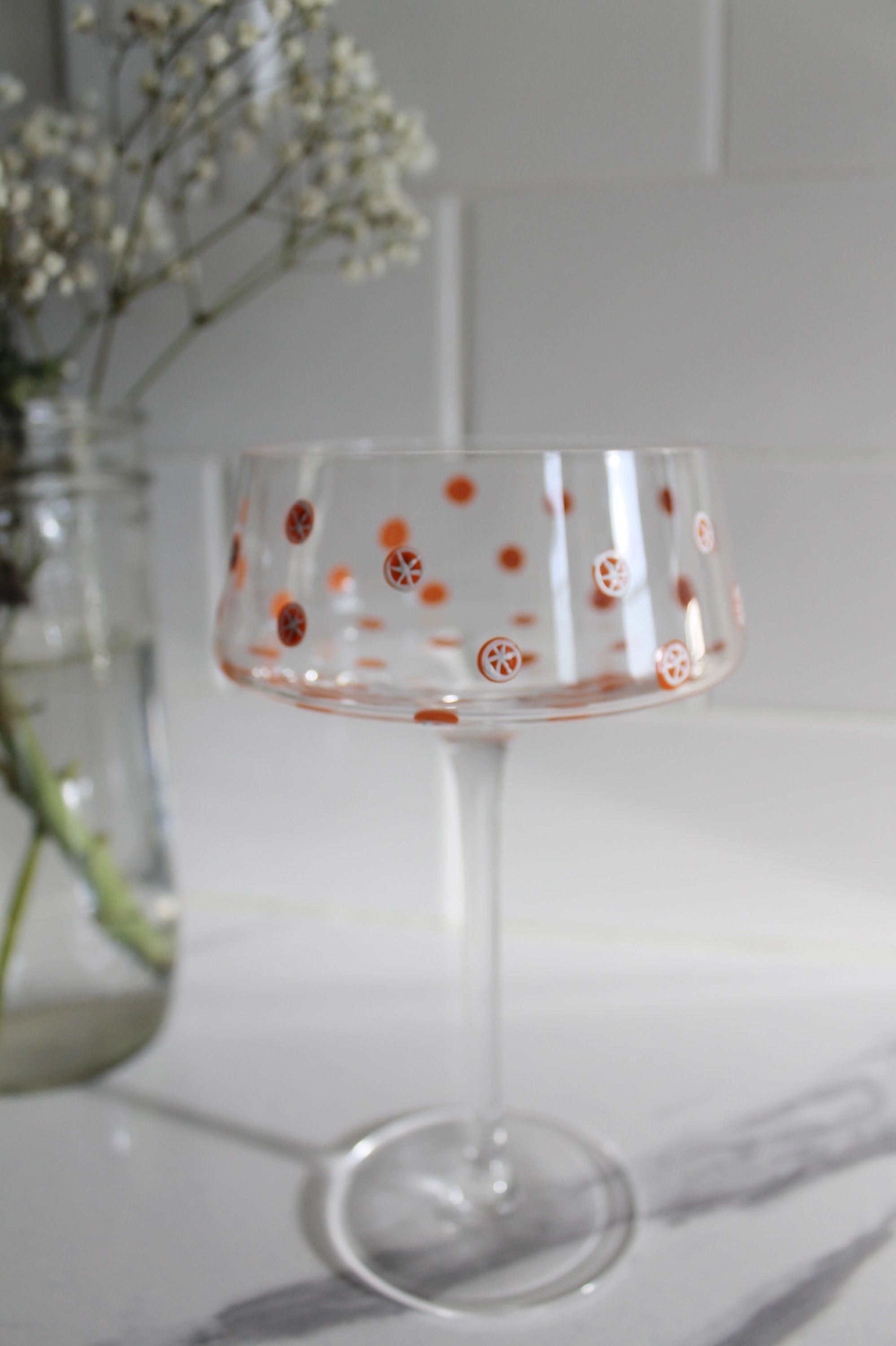 Citrus Hand Painted Coupe Glass - Etsy