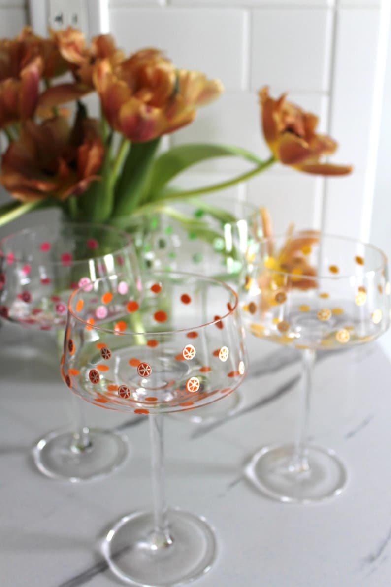 Citrus Hand Painted Coupe Glass - Etsy