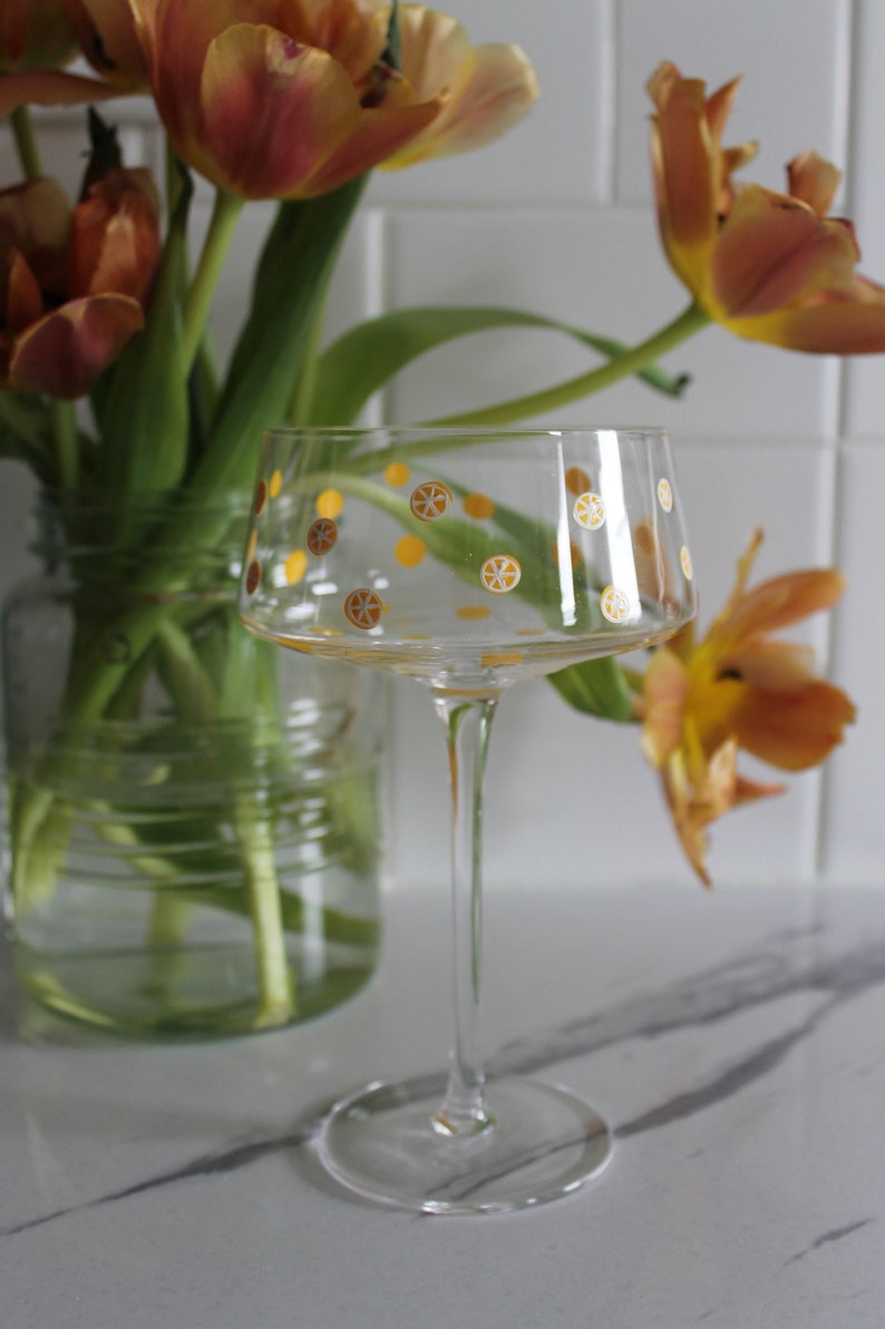 Citrus Hand Painted Coupe Glass - Etsy