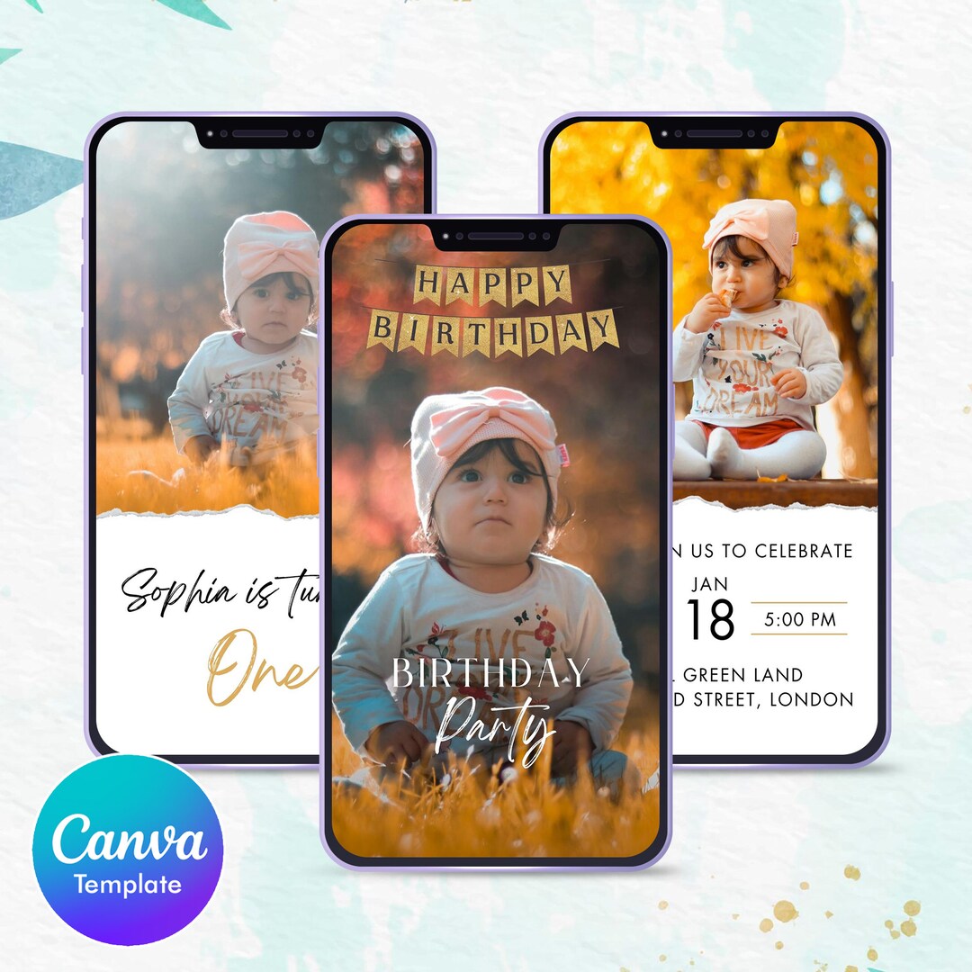 Animated Birthday Video Invitation: Customizable Canva Template ...