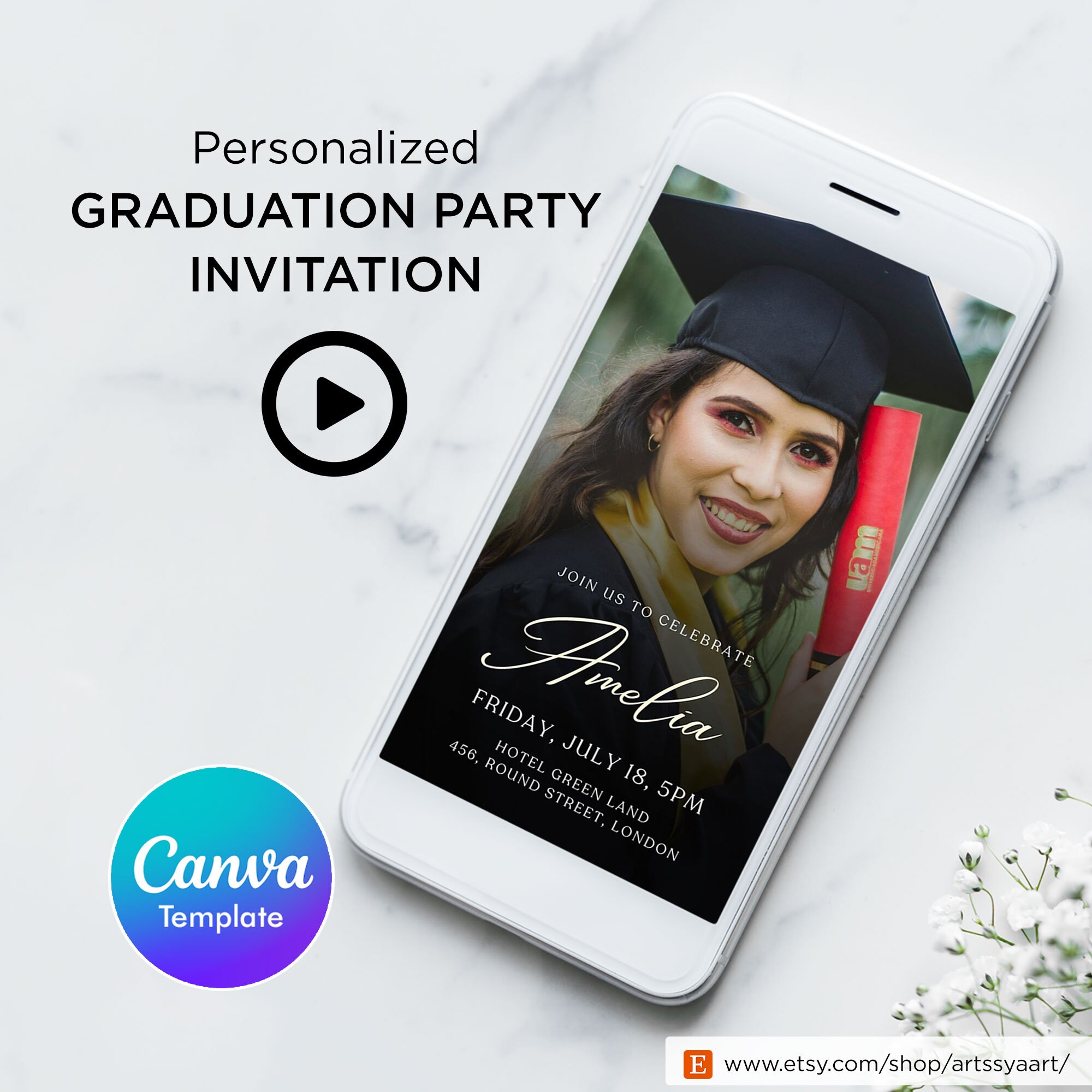Graduation Party Invitation Template, Animated Video Invitation ...