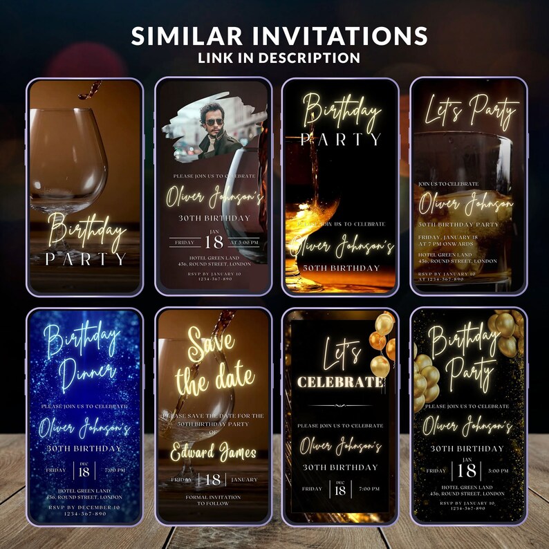 Editable Birthday Party Video Invitation: Pink Colorful Design (digital ...