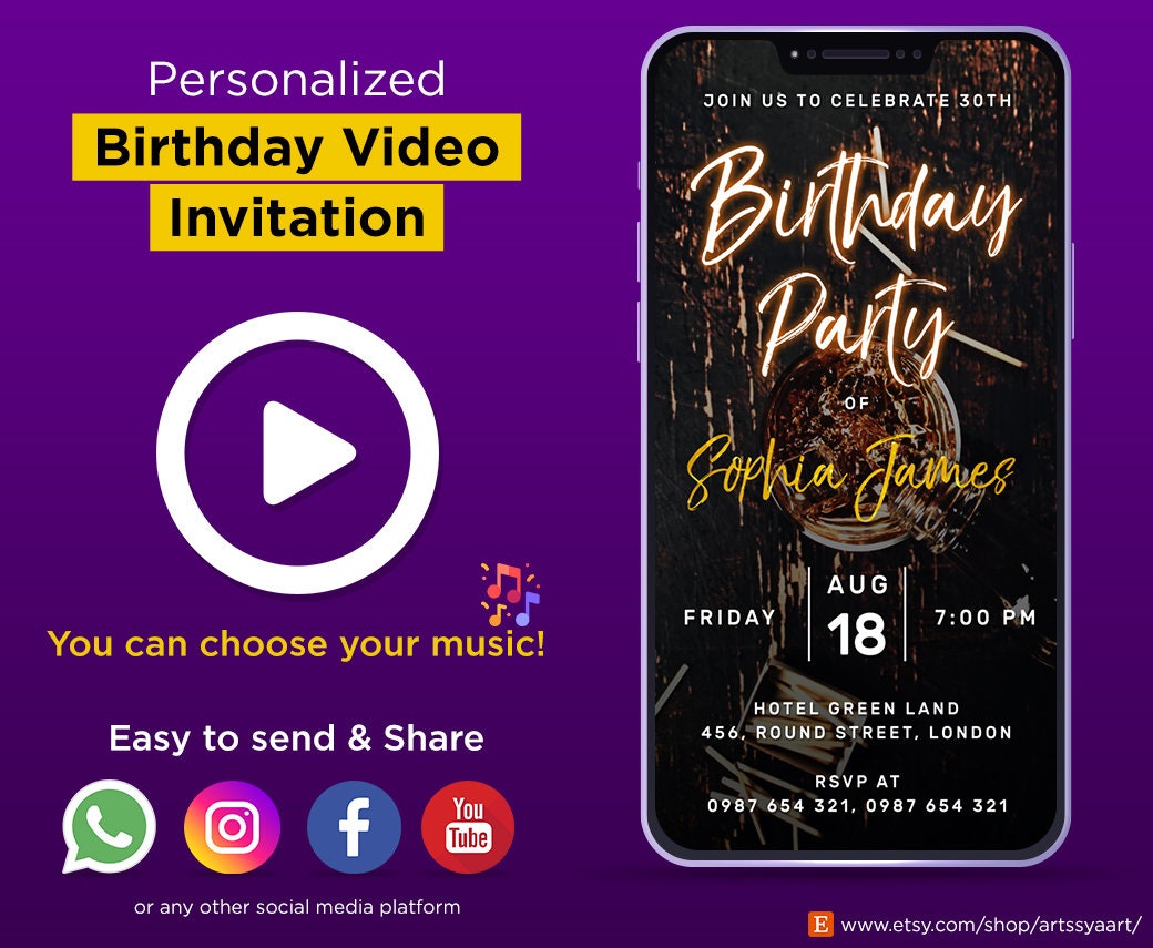 Personalized Birthday Party Invitation Animated - Etsy