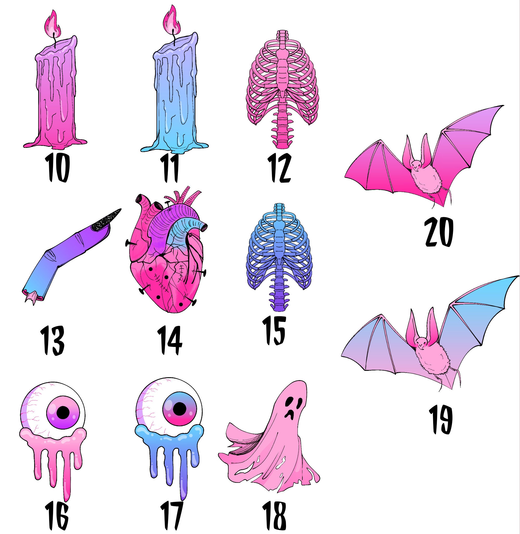 Pastel Goth Halloween Clipart PNG Digital Download - Etsy