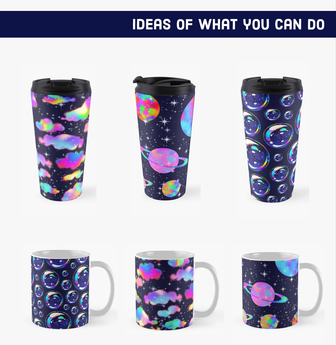 Rainbow Space Bubbles and Clouds Seamless Patterns Planets - Etsy