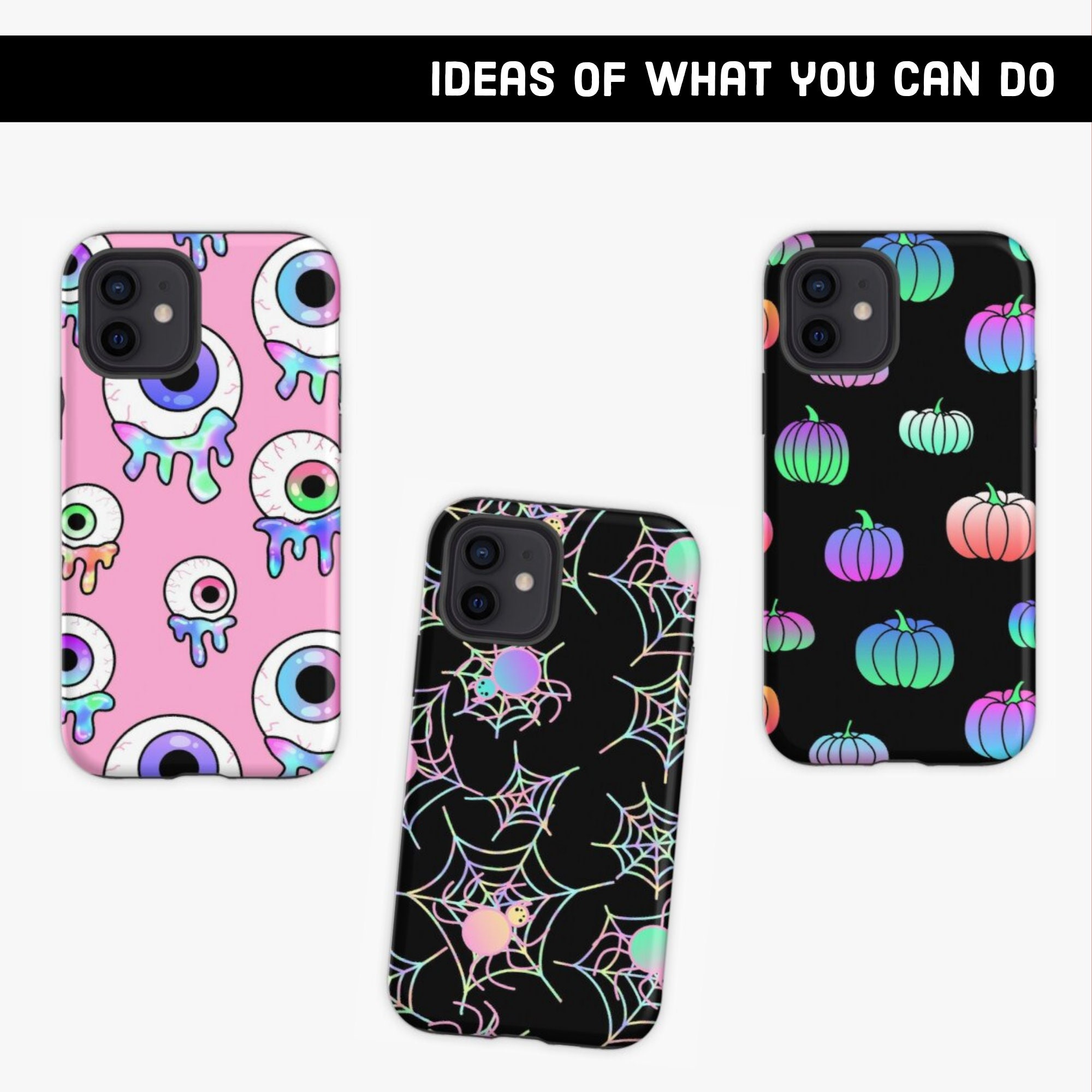 Pastel Goth Halloween Seamless Patterns Black White and Pink - Etsy