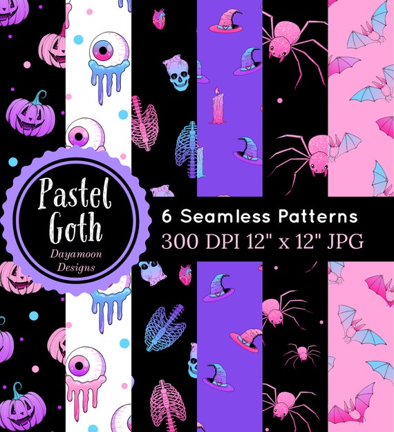 Pastel Goth Seamless Patterns Digital Papers Halloween - Etsy