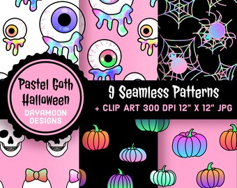 Pastel Goth Halloween Clipart PNG Digital Download | Etsy