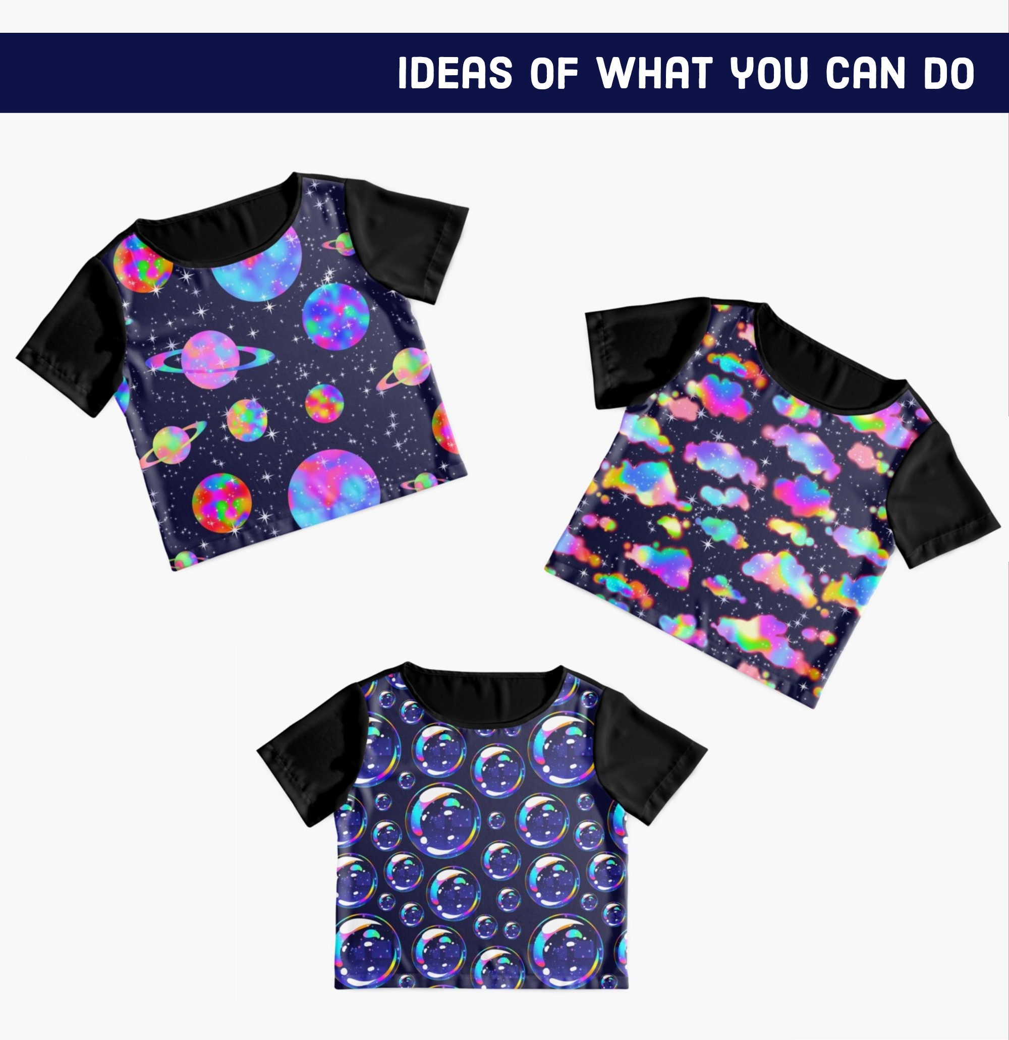 Rainbow Space Bubbles and Clouds Seamless Patterns Planets - Etsy