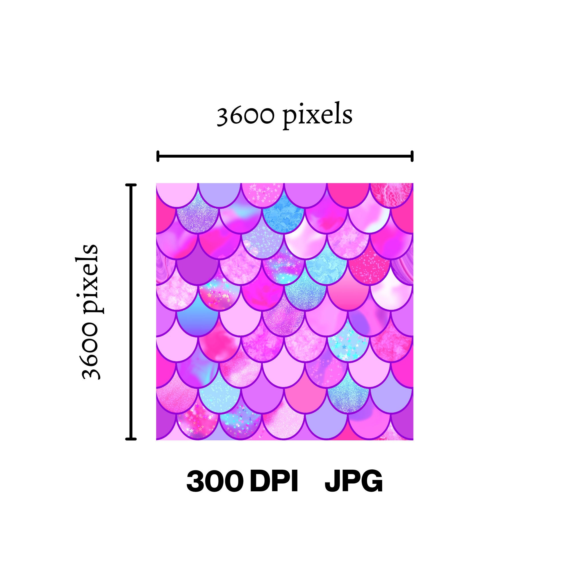 Mermaid Scales Seamless Patterns JPG, Digital Papers, Commercial Use ...