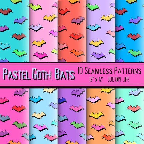 Pastel Goth Bats Seamless Patterns Creepy Cute Halloween - Etsy