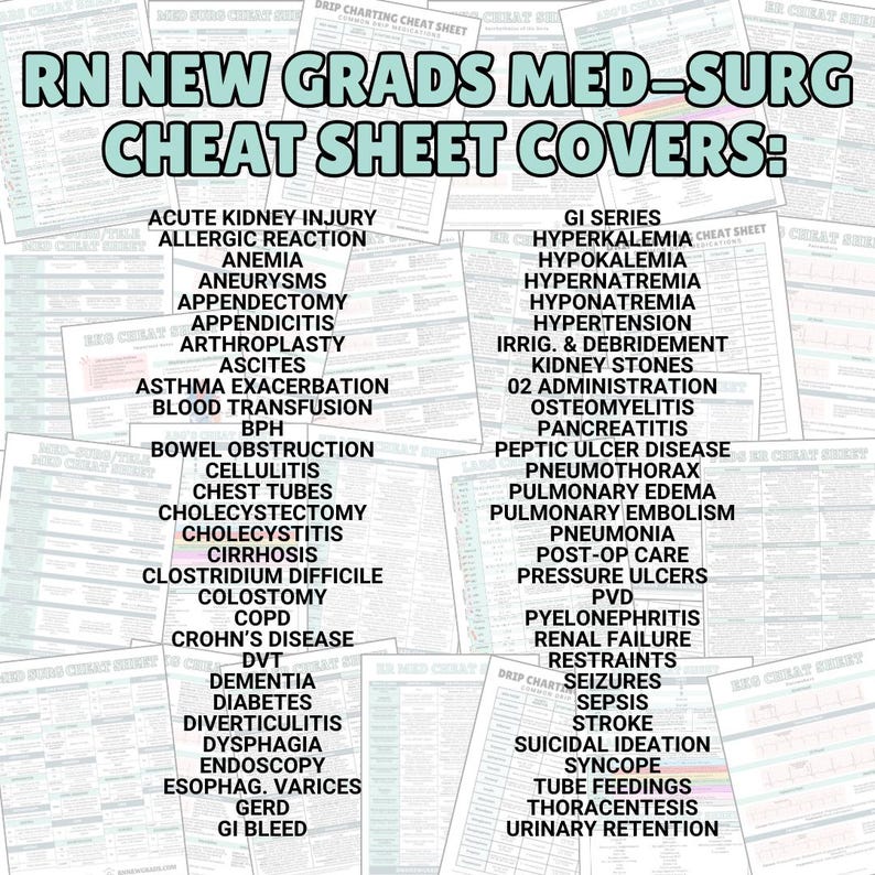 Med-surg/telemetry Cheat Sheet Bundle - Etsy