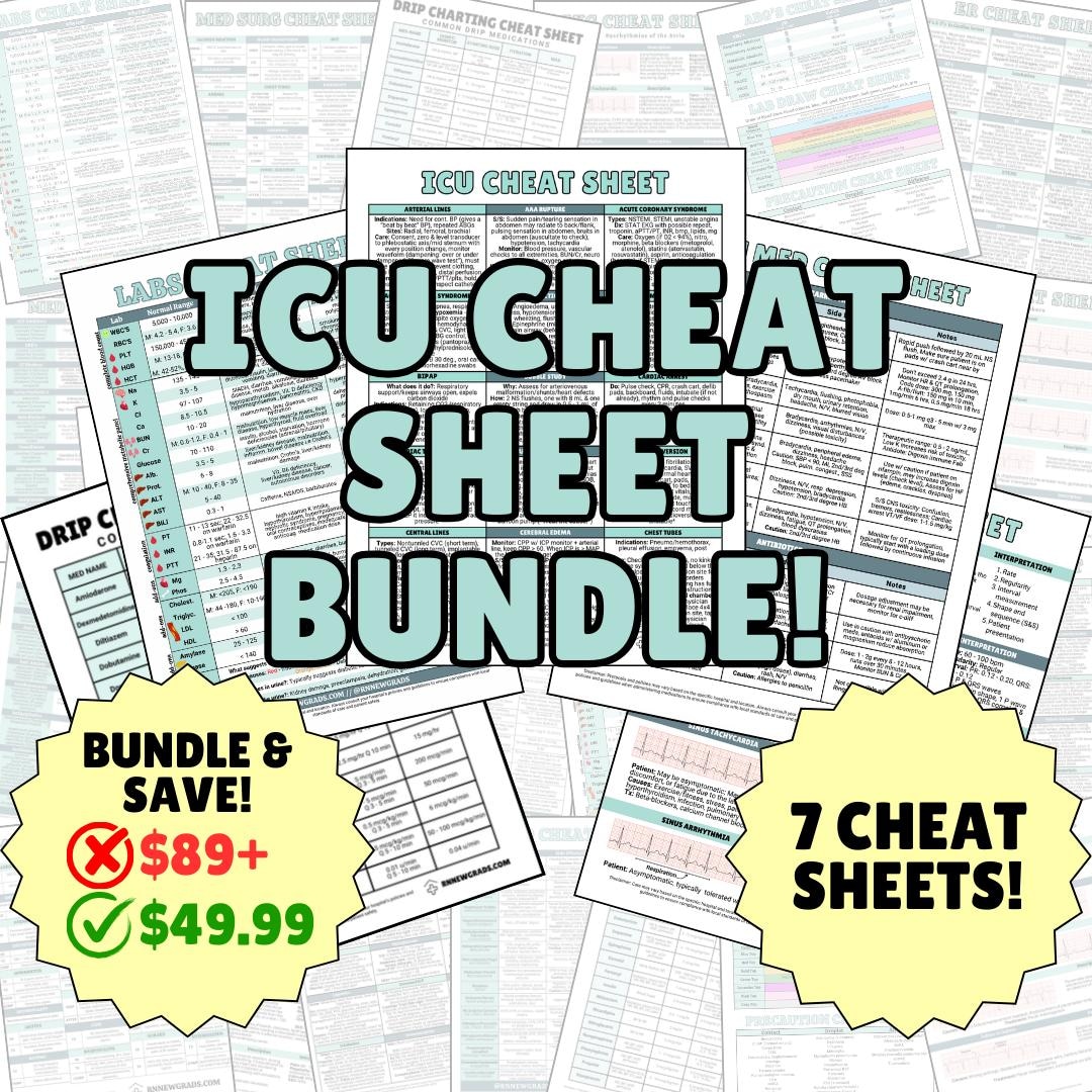 ICU Cheat Sheet Bundle - Etsy