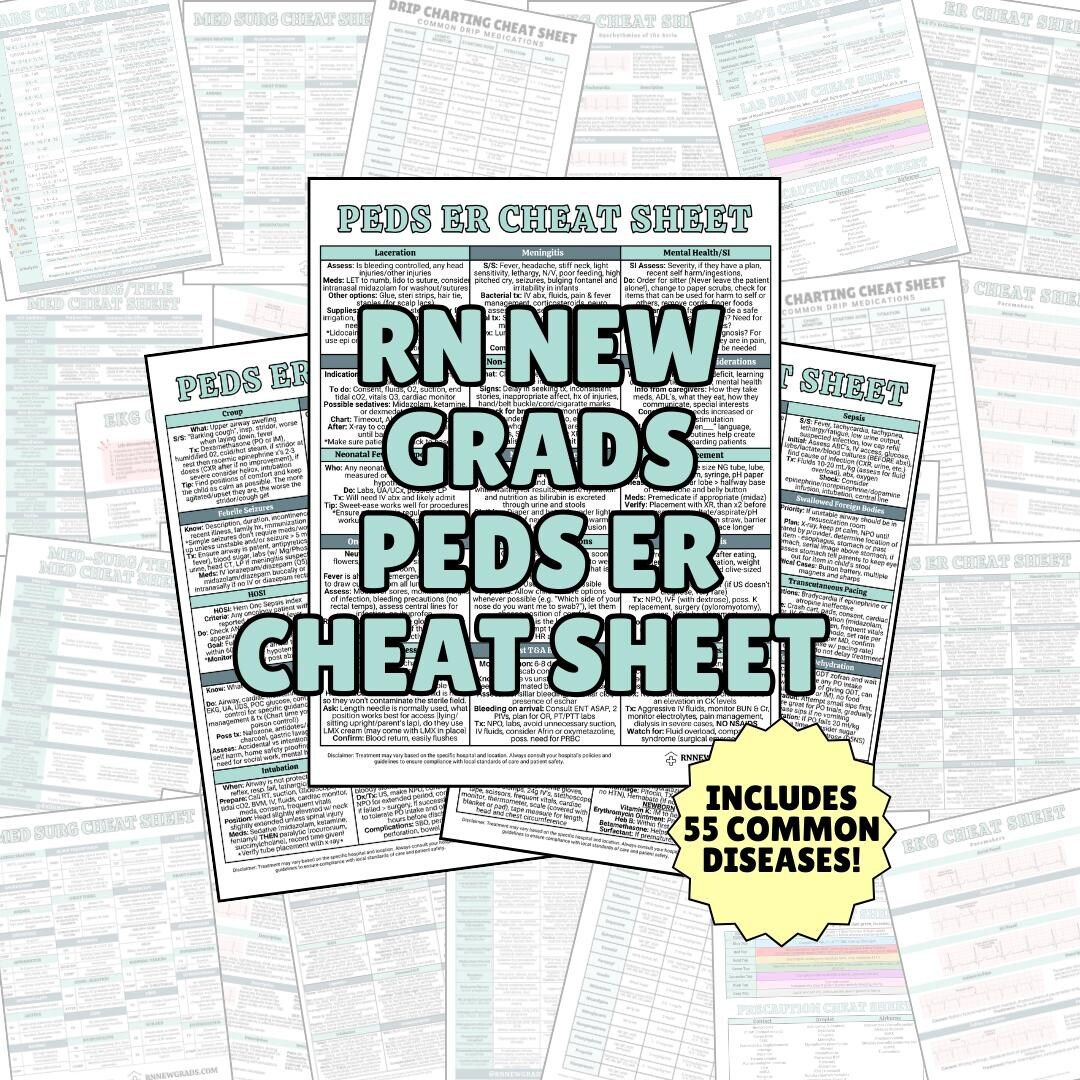 Nursing Peds ER Cheat Sheet - Etsy