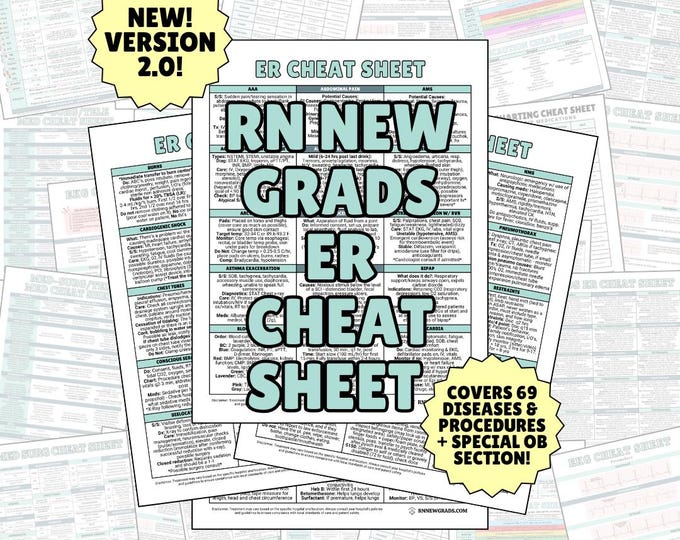 ER Nursing | Nursing Cheat Sheets | Nursing School | Nurse Gift | Digital Download | Clinical ...