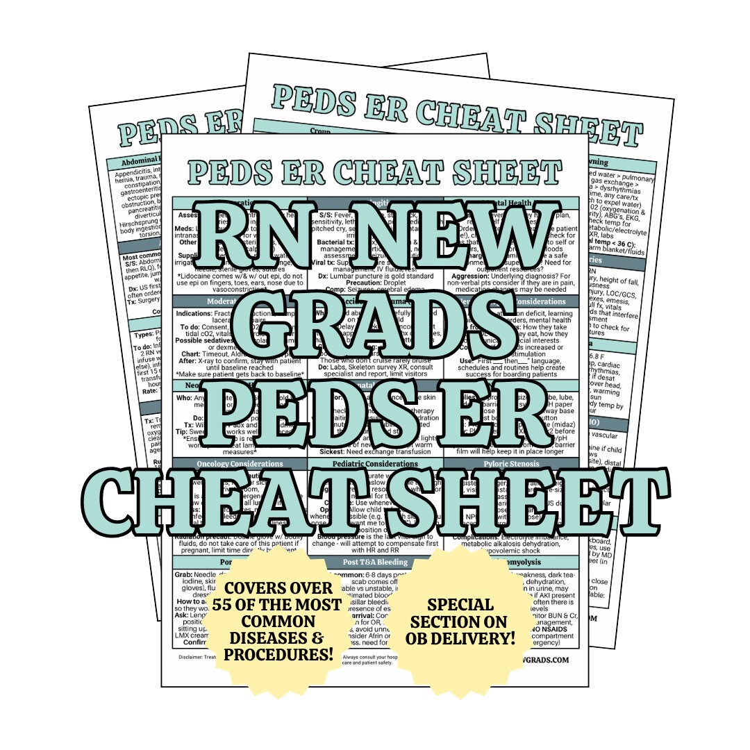 Nursing Peds ER Cheat Sheet - Etsy