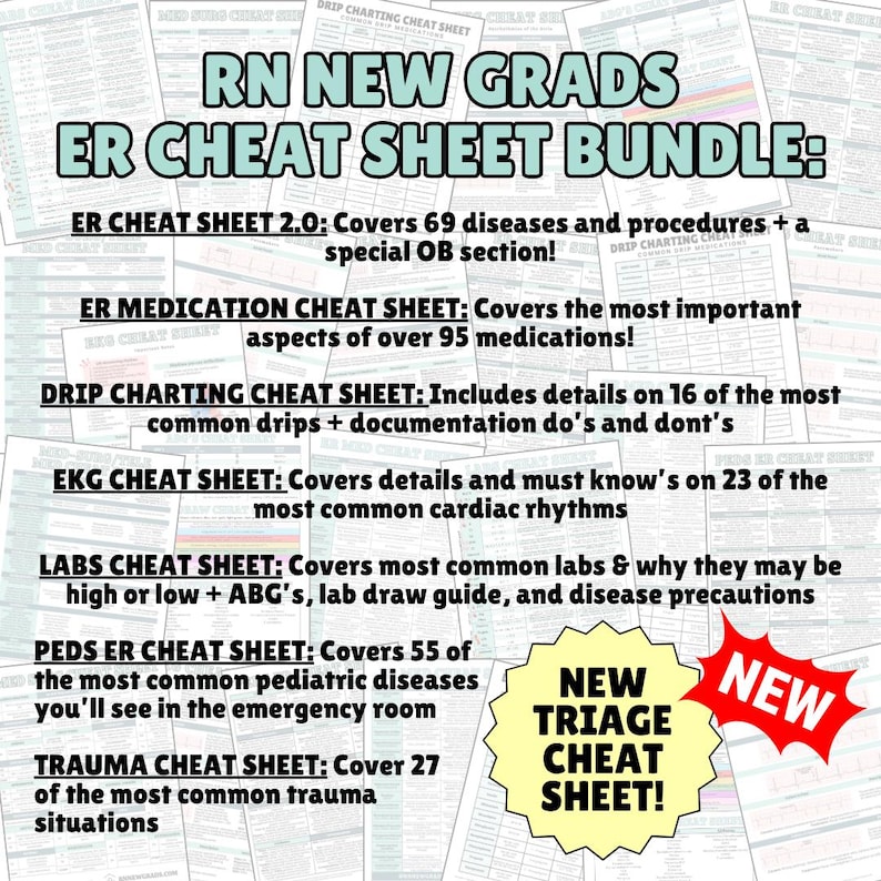 ER Cheat Sheet Bundle - Etsy