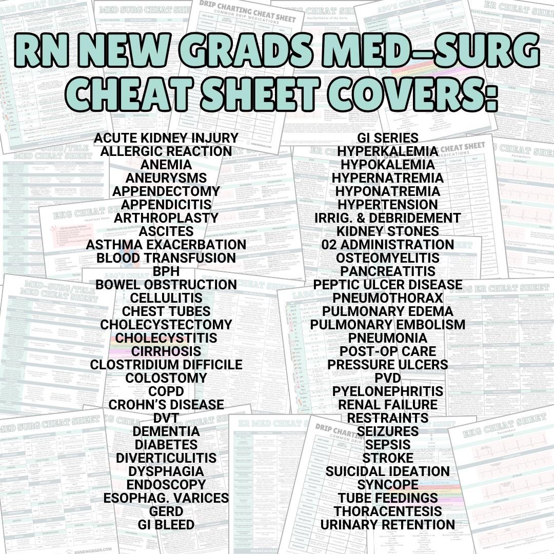 Med-surg Cheat Sheet - Etsy