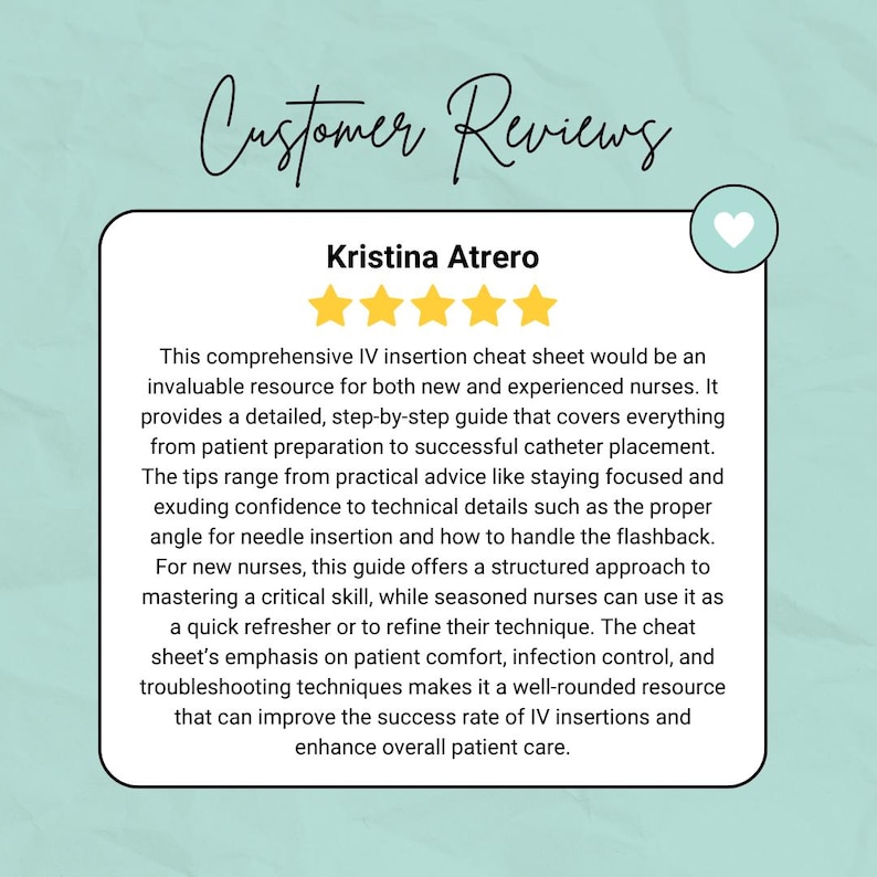 IV Insertion Cheat Sheet Study Guide - Etsy